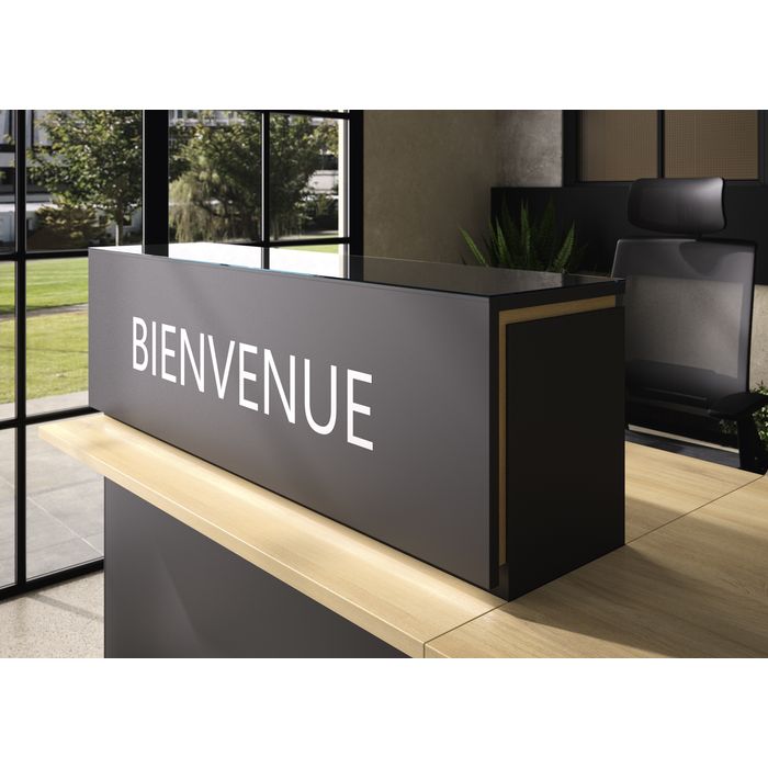 Banque d'accueil droite personnalisable ZOOM - L120 cm - chêne bocage ...